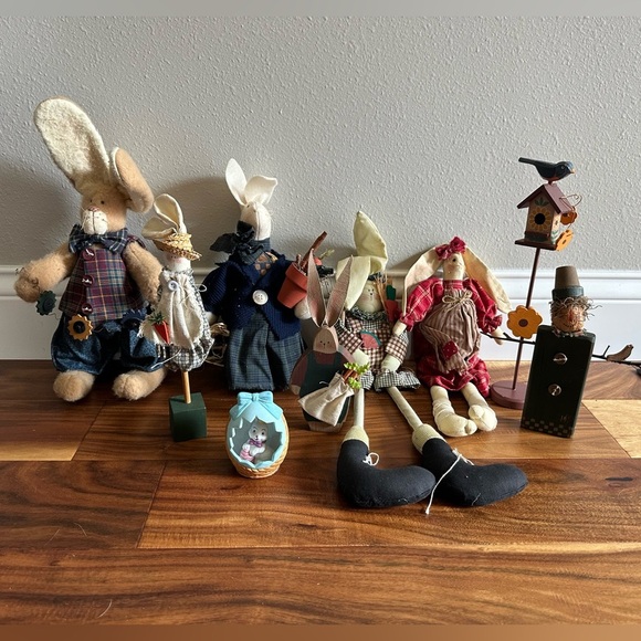 Accents | Antique Primitive Bunny Doll Collection And Other Bunny Decor ...